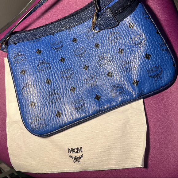 MCM | Bags | Mcm Blue Shoulder Bag | Poshmark